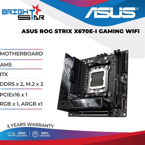 MOTHERBOARD ASUS ROG STRIX X670E I GAMING WIFI AM5 ITX DDR5 X 2 M 2 X 2 PCIEx16 X 1