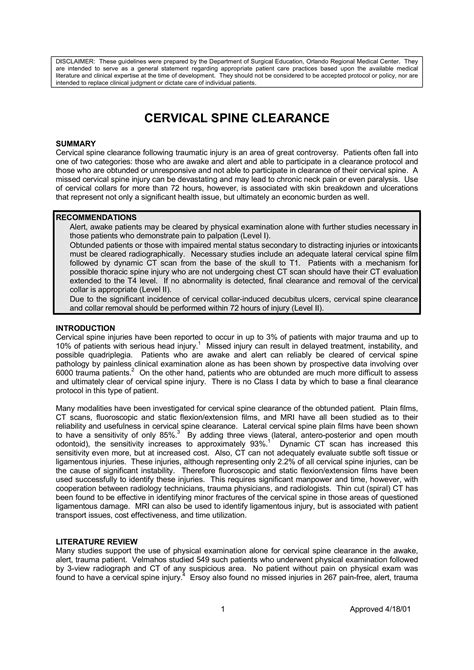 Cervical Spine Clearance Pdf