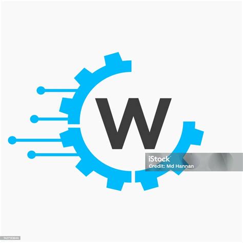 Cog 기어 로고 기술 기호 편지 W 벡터 템플릿에 개념에 대한 스톡 벡터 아트 및 기타 이미지 개념 공학 기계 부분