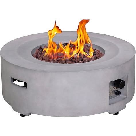 Upland 30 In W Grey Composite Round Propane Gas Fire Pit Pd F200112 At