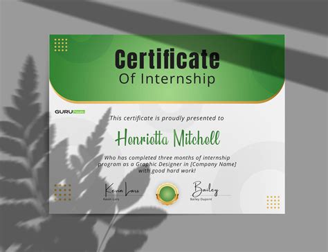 Printable Internship Certificate Template Guru Printables