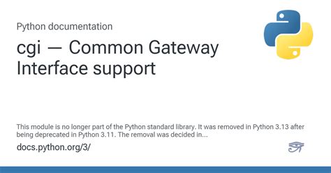 Cgi — Common Gateway Interface Support — Python 3137 Documentation