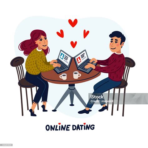 온라인 데이트 개념 휴대 전화 응용 프로그램과 사랑을 찾고 젊은 남자와 여자 플랫 스타일 벡터 그림입니다 Brand Name Online Messaging Platform에