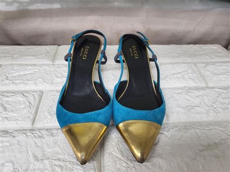 정품 구찌 블루 스웨이드 샌들 여성구두 220 헬로마켓