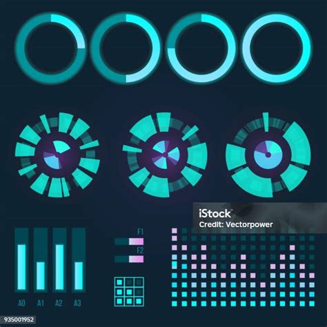 미래의 인터페이스 공간 모션 그래픽 infographic 게임과 ui ux 요소 hud 디자인 그래프 파 홀로그램 벡터 일러스트