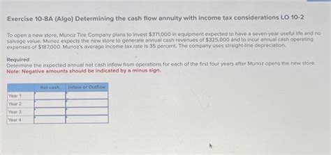 solved exercise 10 8a algo determining the cash flow