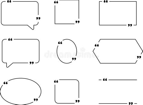 Quote Box Frame Speech Bubbles With Quotation Marks Blank Text