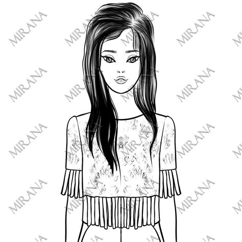 Девушкараскраскапринт для одежды цифровой рисунок Милена Иванова