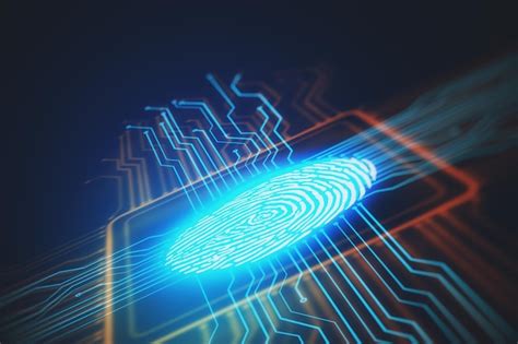 Premium Photo Digital Screen With Fingerprint And Microchip