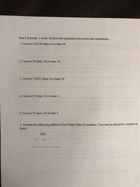 Solved Perform The Requested Conversions And Calculations 1