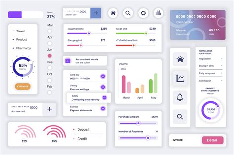 User Interface Elements Set For Data Analysis Mobile App Kit Template