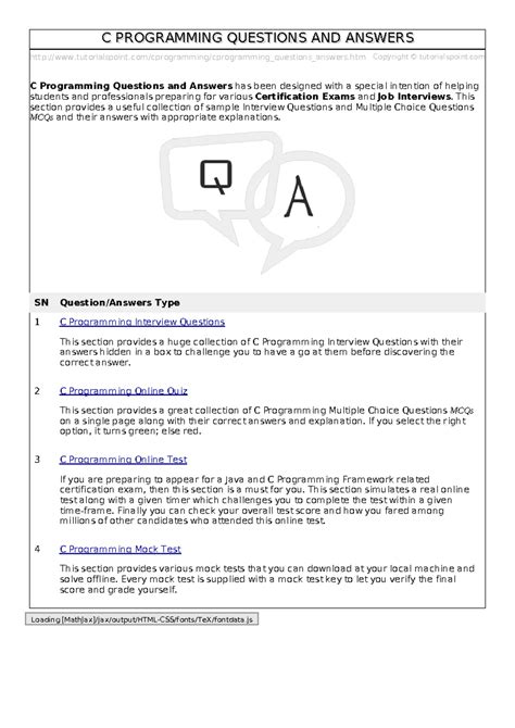 Cprogramming Questions Answers Tutorialspoint Cprogramming Cprogramming Questions Answers