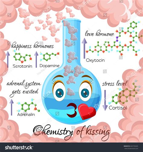 Chemistry Kissing Cartoon Style Infographics Showing Stock Vector