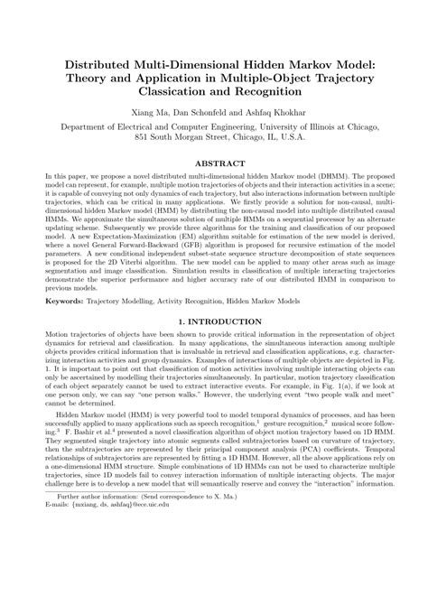 Pdf Distributed Multi Dimensional Hidden Markov Model Theory And Application In Multiple