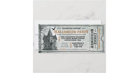 Vintage Haunted House Halloween Party Ticket Ii Invitation Zazzle