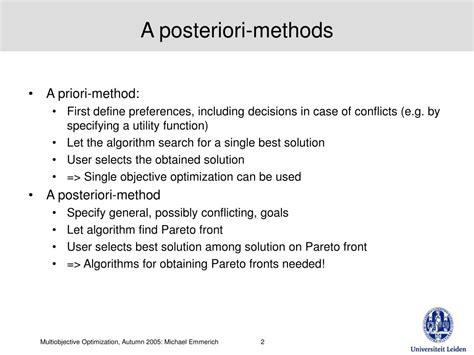 Ppt Part Ii2 A Posteriori Methods And Evolutionary Multiobjective