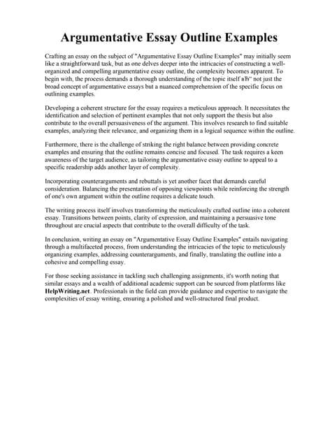 Argumentative Essay Outline Examplespdf