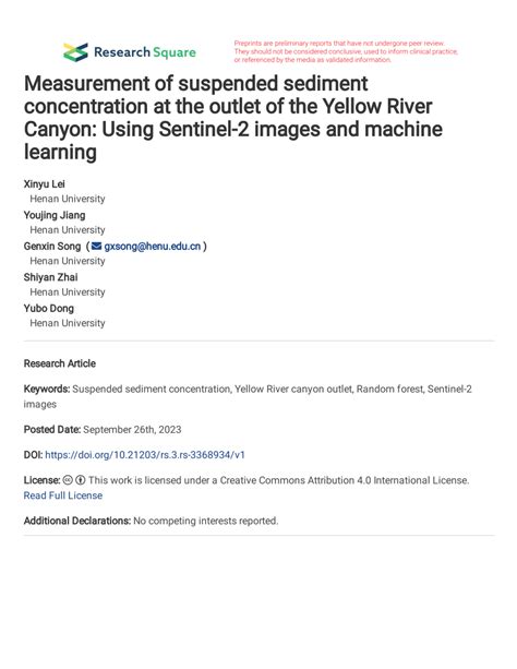 Pdf Measurement Of Suspended Sediment Concentration At The Outlet Of