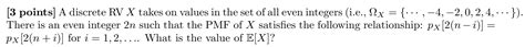 Solved 3 Points A Discrete Rv X Takes On Values In The Set