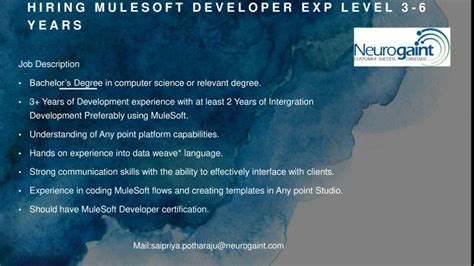 Boddu Narayana Saipriya On Linkedin Neurogaint Systems Hiring For Mulesoft Developer Mandatory