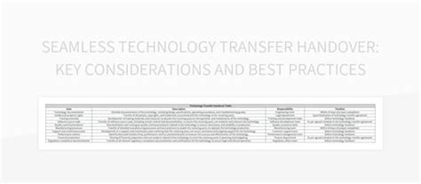 Seamless Technology Transfer Handover Key Considerations And Best