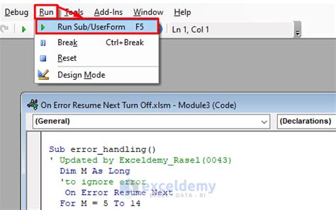 Excel VBA Turn Off The On Error Resume Next ExcelDemy
