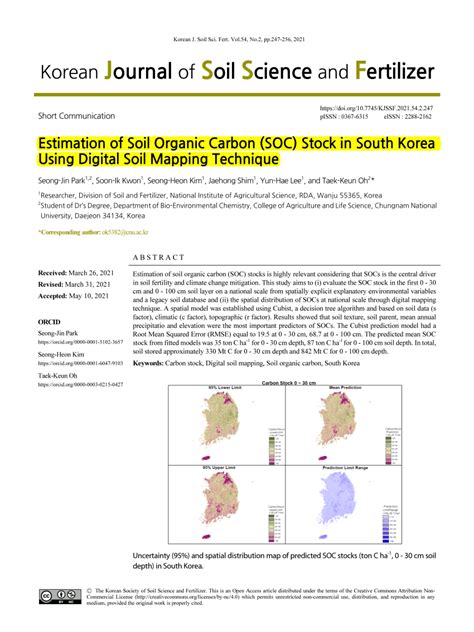 PDF Estimation Of Soil Organic Carbon SOC Stock In South Korea Using Digital Soil Mapping