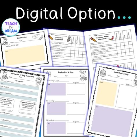 Easter Writing Worksheets Choice Board Easter Text Types Prompts With