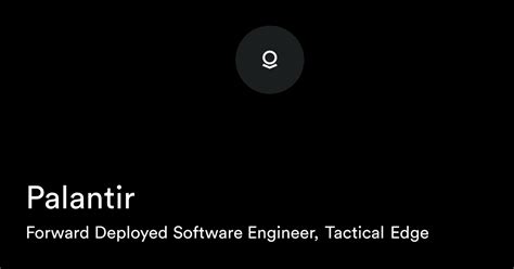 Forward Deployed Software Engineer Tactical Edge At Palantir