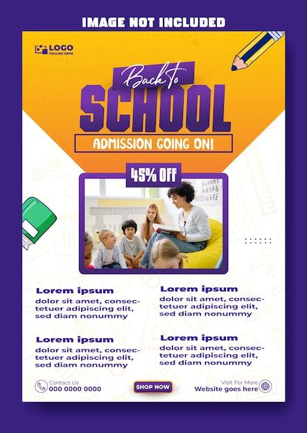 학교로 돌아가는 플라이어 템플릿 프리미엄 벡터