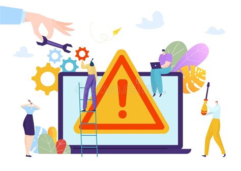 Concept Computer Technology Device Laptop Software Application System Error Flat Vector