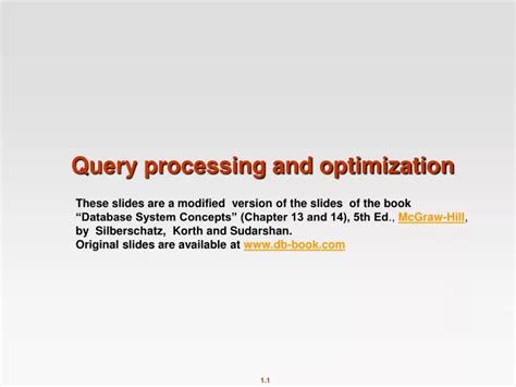 Ppt Database Query Processing And Optimization Fundamentals