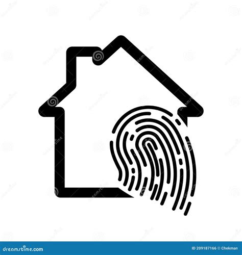 Fingerprint House Scan Identification Line Icon Security Biometric
