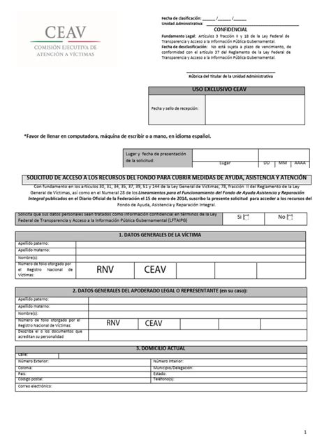 Formato Tramite De Solicitud Por Medidas De Ayuda Asistencia Y Atencion