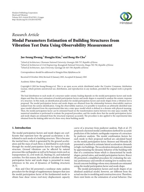 Pdf Modal Parameters Estimation Of Building Structures From Vibration Test Data Using