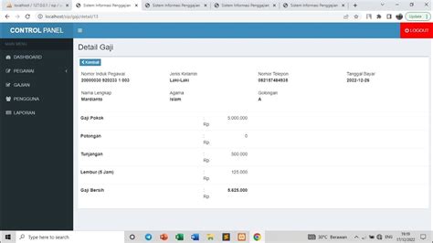 Aplikasi Sistem Informasi Penggajian Pegawai Berbasis Php Youtube