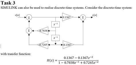 Solved Task SIMULINK Can Also Be Used To Realise Chegg