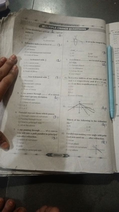 Refraction Of Light At Curved Surfacesmultiple Choice Questions1 A Len