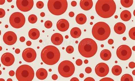 Repeating Pattern Red Circles On Light Background With Varying Sizes And Positions Stock