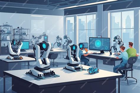 Premium Photo Programming And Controlling Robotics Lab Vector Flat