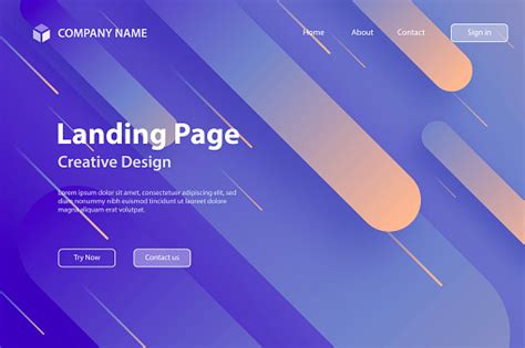 방문 페이지 템플릿 기하학적 모양의 추상적 디자인 트렌디 한 블루 그라데이션 곤색에 대한 스톡 벡터 아트 및 기타 이미지 곤색 광대한 그라데이션 Istock