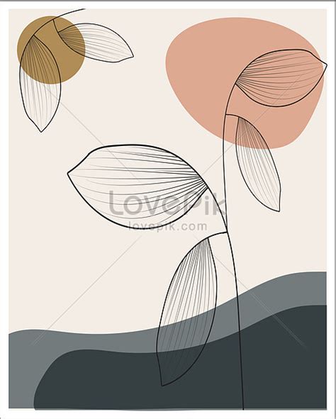 Boho 미적 추상 식물 벽 아트 포스터 인쇄 벡터 일러스트 레이 션 일러스트 무료 다운로드 Lovepik