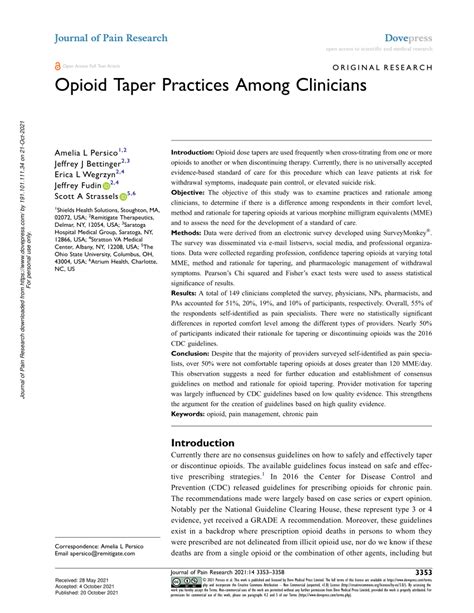 Pdf Opioid Taper Practices Among Clinicians