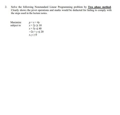 Solved 2 Solve The Following Nonstandard Linear