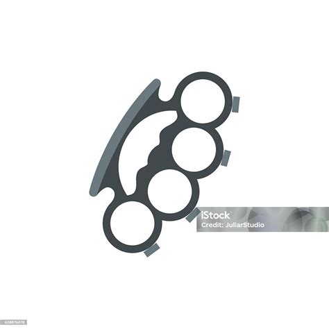 Brass Knuckles Flat Stok Vektör Sanatı And Acı‘nin Daha Fazla Görseli