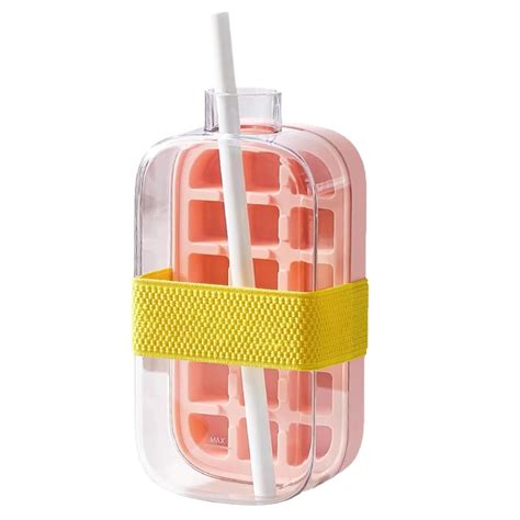Ice Cube Bottle 2 In 1 Touch Free Ice Cube Tray Water Bottle With Lid