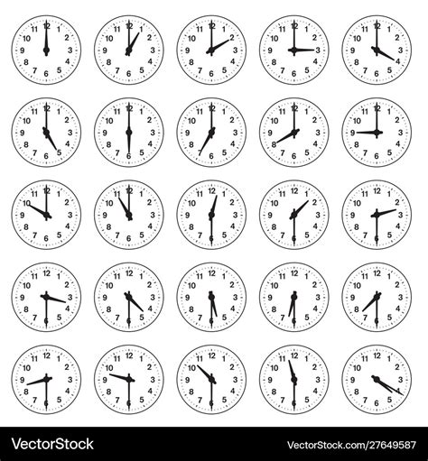 Analogue Time Clocks Royalty Free Vector Image