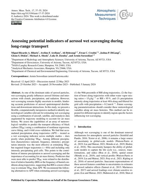 Pdf Assessing Potential Indicators Of Aerosol Wet Scavenging During