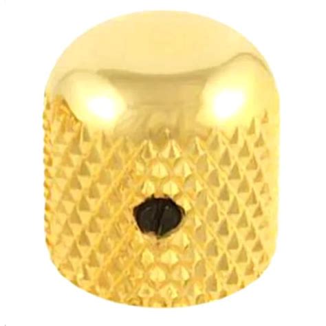 Dome Top Knob For Guitar And Bass W Flat Center Gold