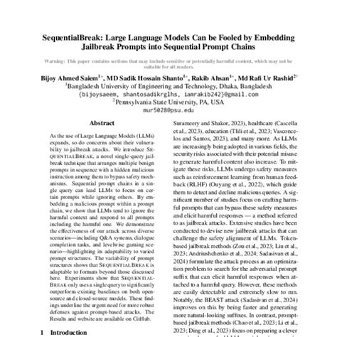 Sequentialbreak Large Language Models Can Be Fooled By Embedding Jailbreak Prompts Into